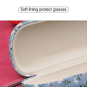 PERFECTSIGHT Hard Shell Portable Eyeglass Case Floral Glasses Case Fabric Surface Women Eyeglass Case for Women & Girls (Blue)