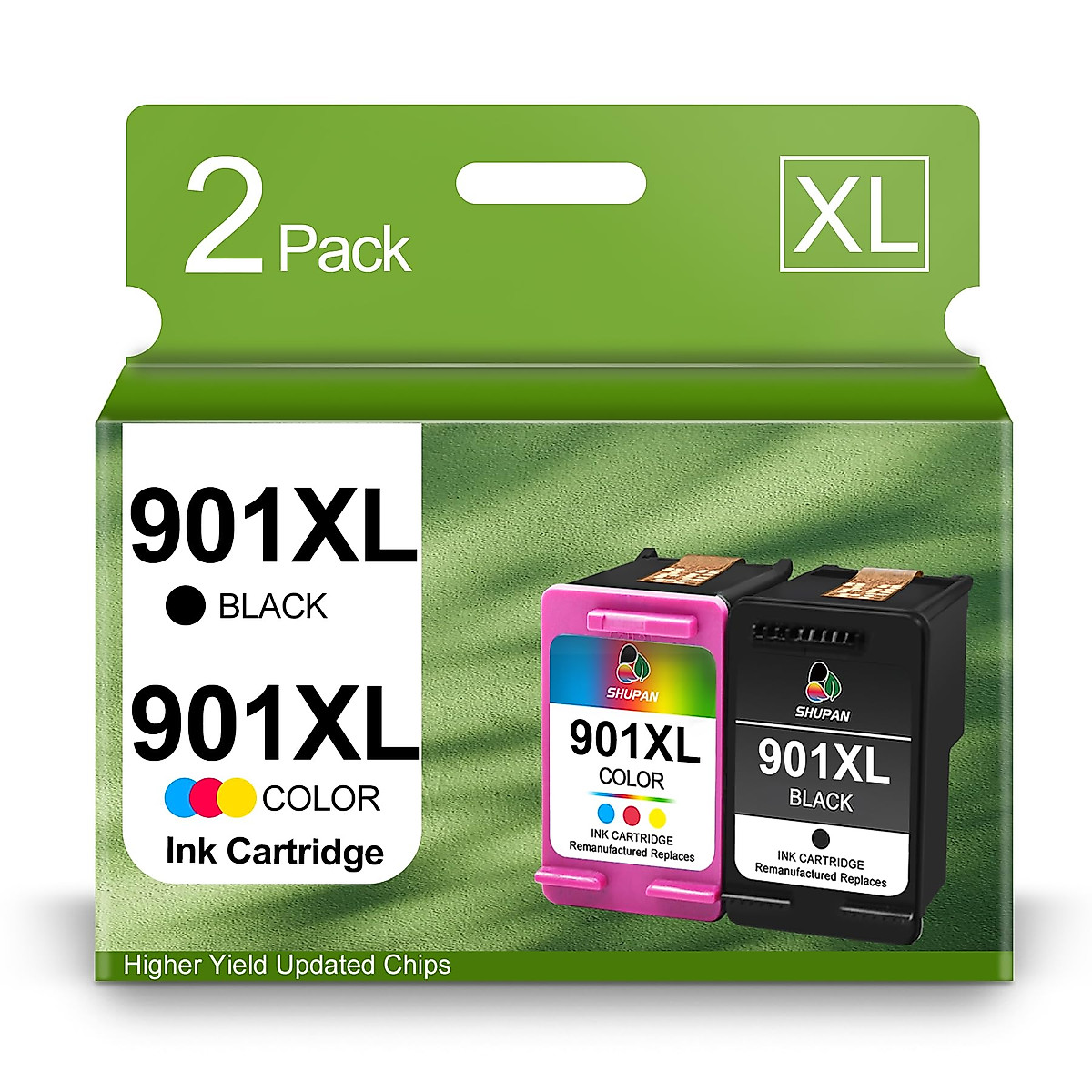 SHUPAN 901XL Ink Cartridge Combo Pack Replacement for HP 901XL 901 XL Ink Cartridge Work with HP Officejet 4500 J4500 J4524 J4540 J4640 J4550 J4580 J4624 Printer (1 Black 1 Tri-Color)