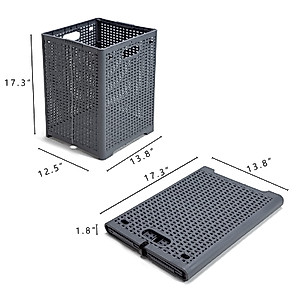 Eslite 42L Collapsible Plastic Laundry Baskets,Foldable Laundry Hamper,Pack of 2 (Grey)