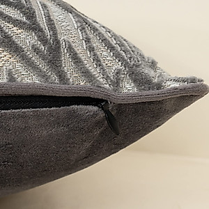 Yangest Grey Throw Pillow Cover Velvet Cushion Cover Branches Rectangular Pillowcase for Sofa Couch Bedroom Living Room, 12x20 Inch