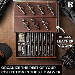 Holme & Hadfield Luxury Pocket Knife Display Case for 20-30 Knives The Armory Pro – Premium Wooden Knife Case for Collections – Large Knife Organizer with Drawer for Men