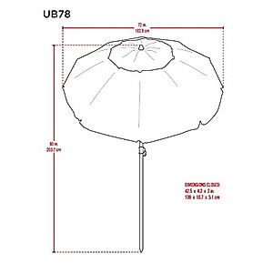 Tommy Bahama 6' UPF 50+ Tilt Beach Umbrella with Wind Vent