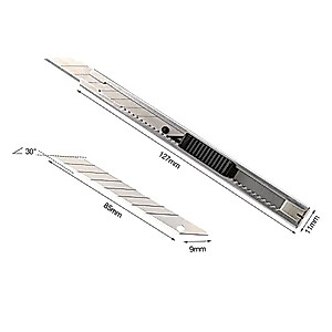 FOSHIO Utility knife Retractable with 30 Degree Snap Off Blade 9MM Box Cutter Knife, Office Vinyl and Paper Cutting Craft Knives, Pack of 3