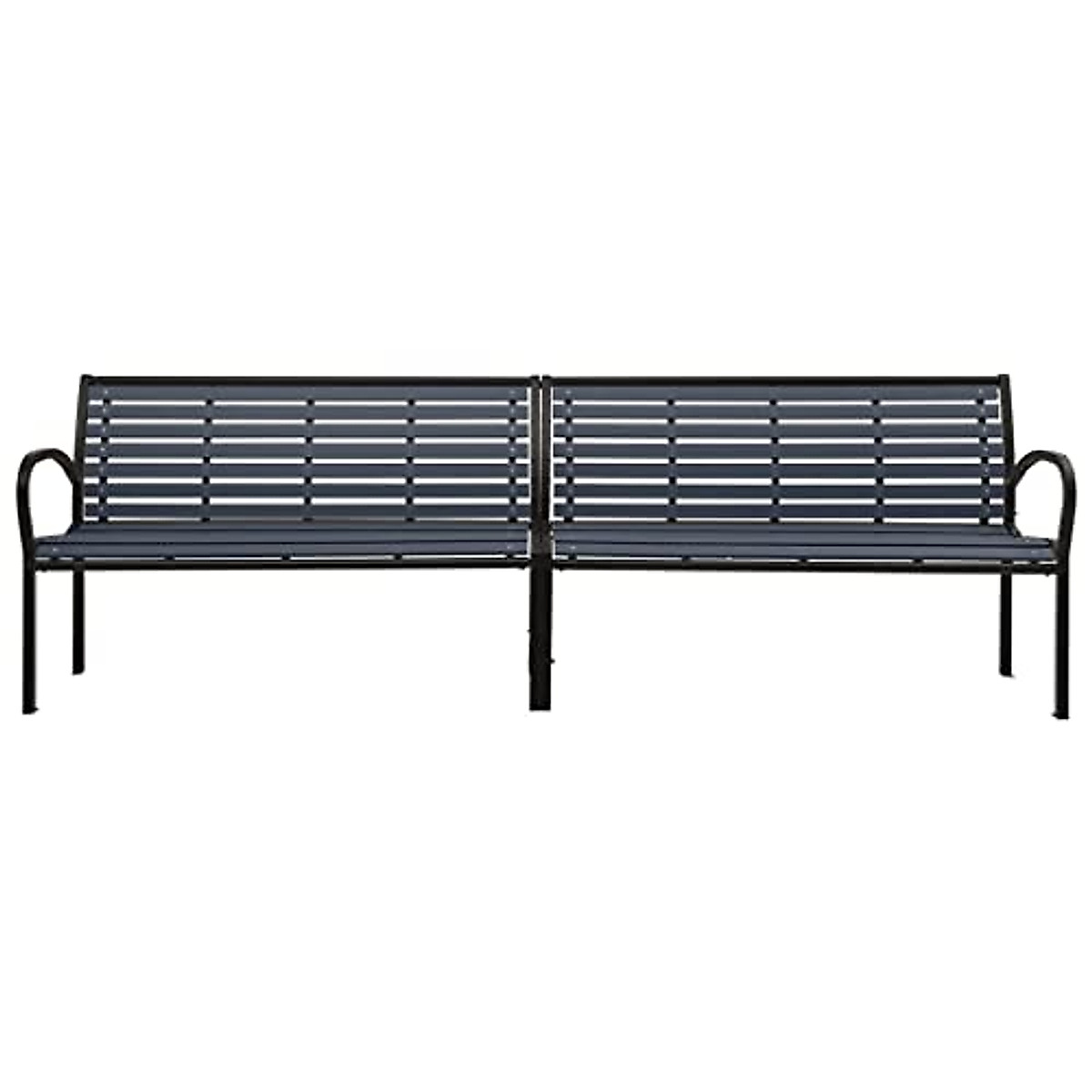 vidaXL Twin Patio Bench Garden Outdoor Lawn Yard Terrace Balcony Backyard Bench Seat Seating Sitting Chair Furniture Steel and WPC Black