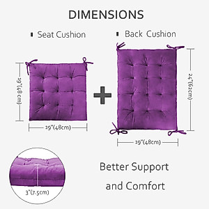 ELFJOY Rocking Chair Cushions Rocking Chair Pads for Wooden Rocking Chair Cushion for Rocking Chair Premium Tufted Back and Seat Cushion 2 Piece Set (Purple)