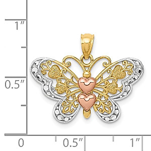 IceCarats 14K Two Tone Gold White Butterfly Wings Necklace Charm Pendant Only