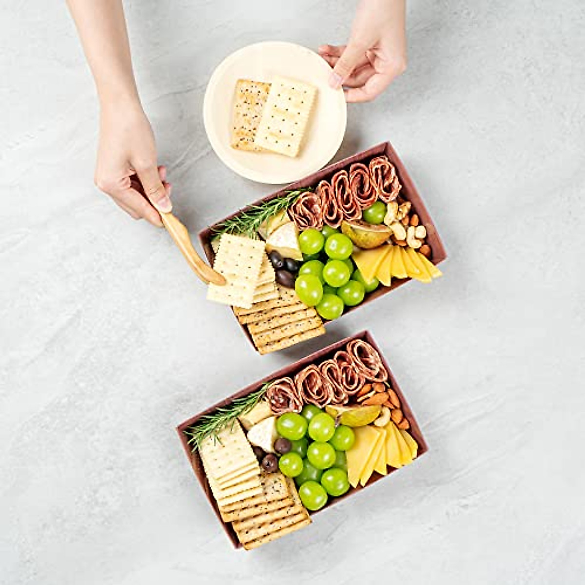 Restaurantware Matsuri Vision 8 x 5 x 1.5 Inch Medium Sushi Trays 100 Greaseproof Sushi Packaging Boxes - Lids Sold Separately Disposable Wood Grain Paper Sushi Containers For Entrees Or Snacks