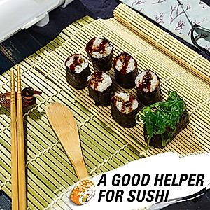 ISSEVE Sushi Making Kit, Bamboo Sushi Mat, All In One Sushi Bazooka Maker with Bamboo Mats, Bamboo Chopsticks, Paddle, Spreader, Sushi Knife, DIY Sushi Roller Machine