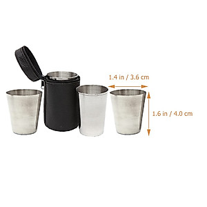 BESPORTBLE Stainless Steel Shot Cups Tumbler: 1 Set Metal Shooters with Leather Carrying Case for Whiskey Liquor Drinking Vessel Sauce Cups Dipping Bowls for BBQ Kitchen Camping Travel