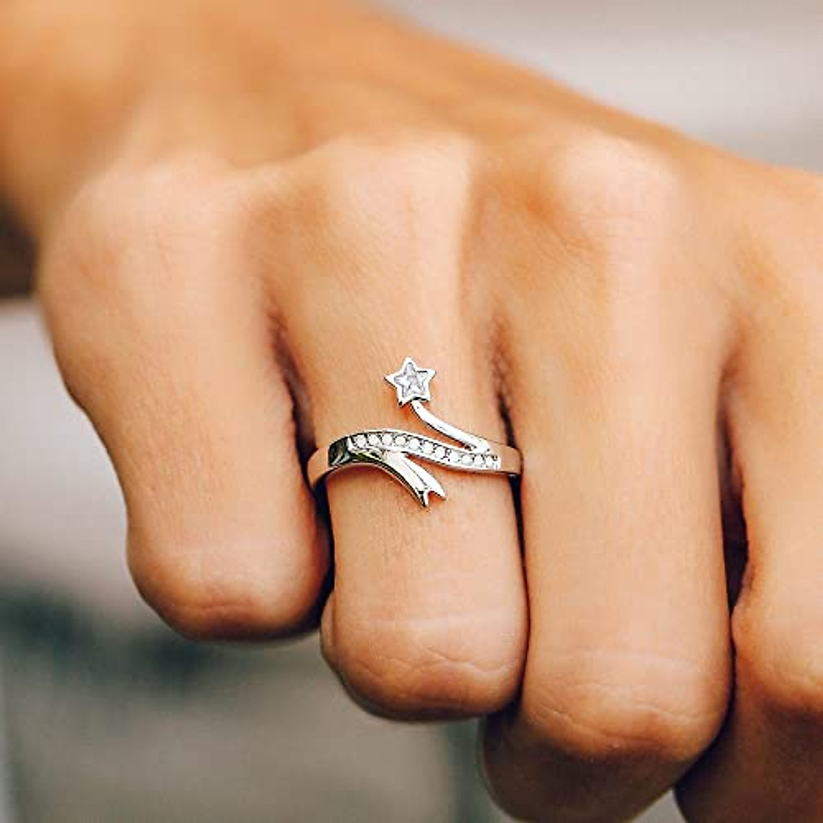 Pura Vida Silver Disney Cinderella Dreamy Opal Star Ring - Brass Base, Rhodium Plating - Size 6