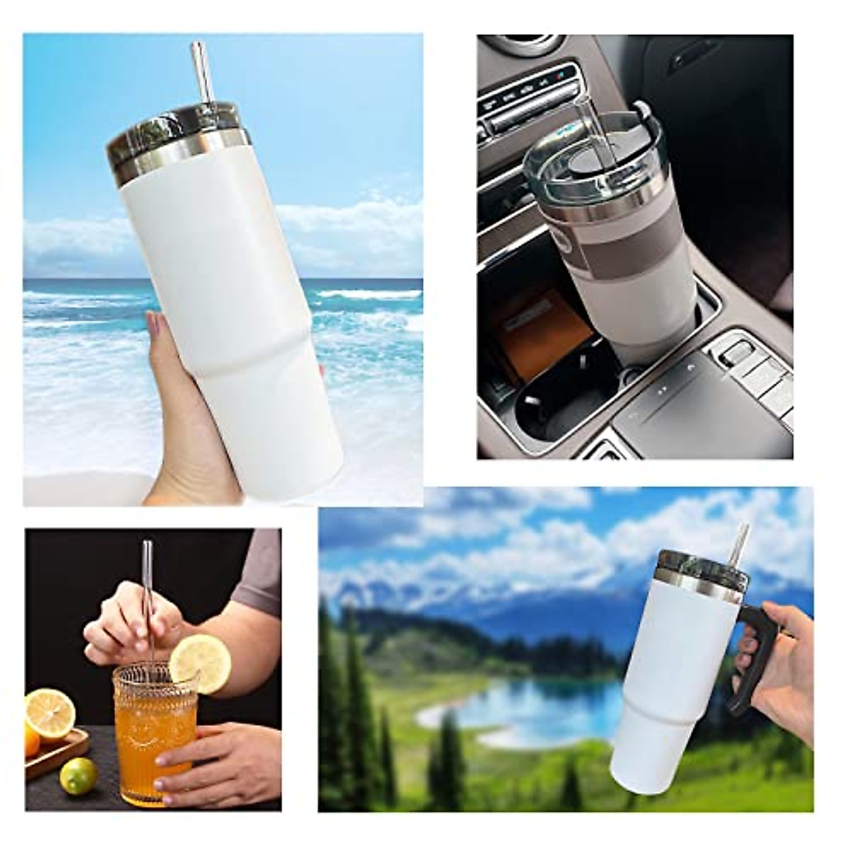 8 Pack Replacement Straw for Stanley Adventure Quencher 40 oz 30 oz Cup Tumbler, Reusable Straws for Stanley 40 oz & Simple Modern Tumbler with Handle, with Cleaning Brush for Stanley Cup Accessories