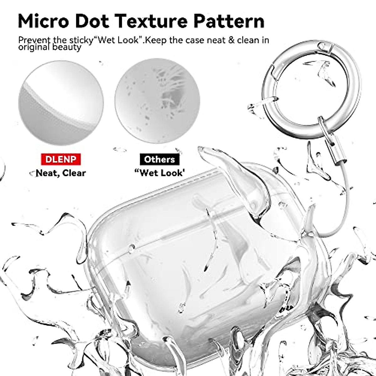 AirPods Pro 2 Case, AirPods Pro 2nd Generation Case Cover 2022,TPU Protective Case with Carabiner/Keychain, Shockproof, Lightweight, Scratch Resistant, Waterproof, Dustproof (Clear)