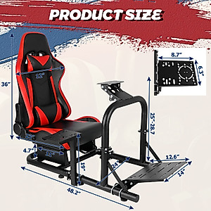 Minneer Stable Drive Fly Simulator Cockpit with Red Seat Fit for Logitech/Thrustmaster/Fanatec G29/G920/T248 Racing Gaming Steering Wheel Stand(Wheel, Pedals, Handbrake Not Included)