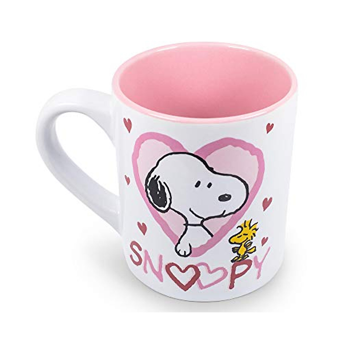 Silver Buffalo Peanuts Snoopy Woodstock Hearts Ceramic Mug, 14-Ounce