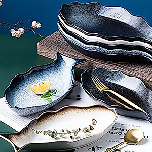 Cabilock 12 Ceramic Fish Steamer Japanese Sushi Plate Cupcake Pan Snack Trays Ceramic Dessert Plate Ceramic Salad Plate Fish Food Ceramic Fish Plate Tableware Ceramics Oval Spaghetti