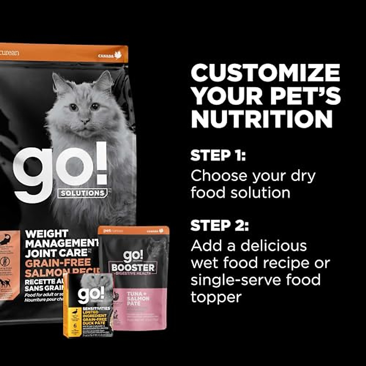 Go! Solutions Weight Management + Joint Care, Grain-Free Dry Cat Food, Salmon Recipe, 6 lb Bag