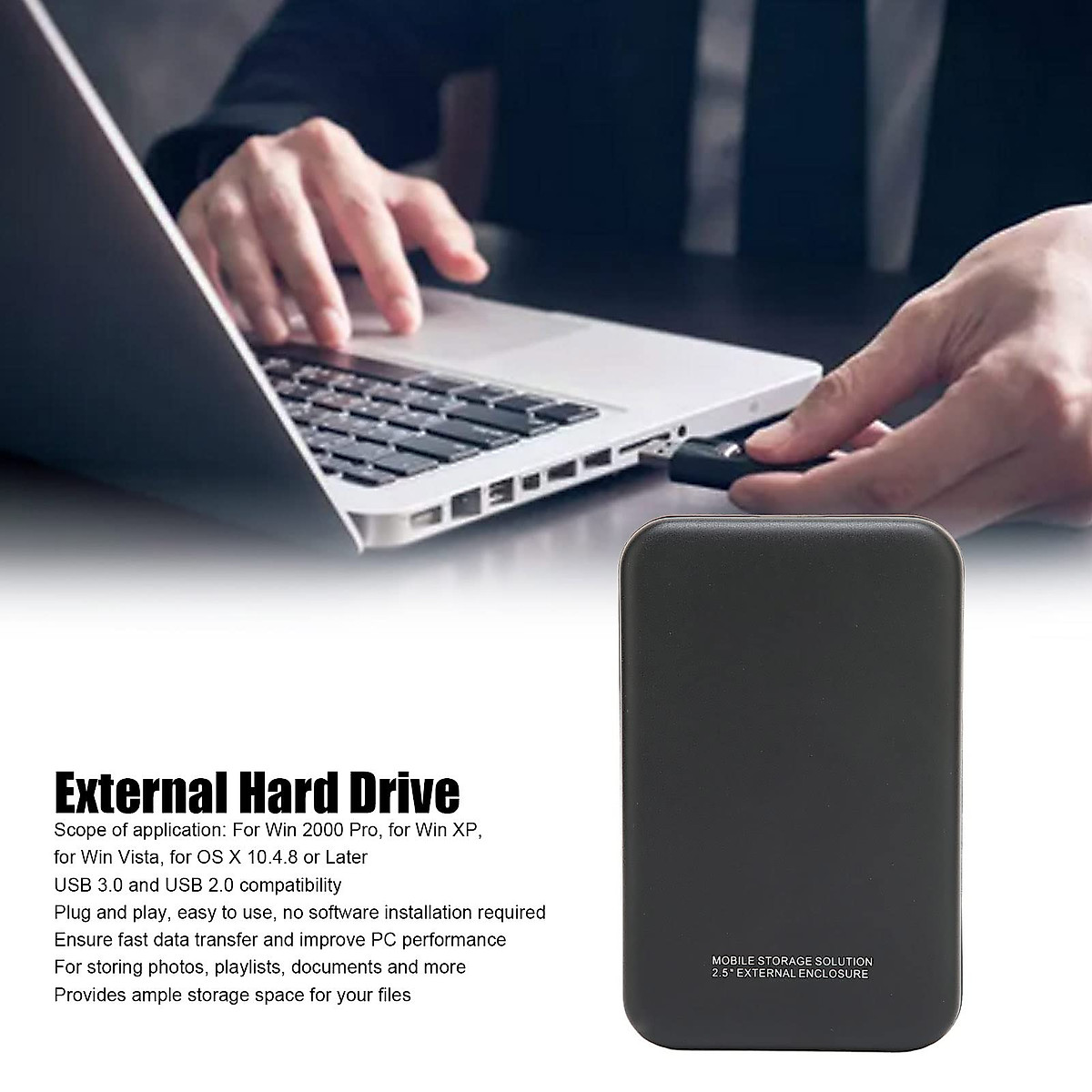 Kafuty-1 External Hard Drive,Portable External Hard Drive HDD USB 3.0,64GB-1TB 2.5 inch External Hard Drive Storage HDD,Plug and Play,for Win 2000 Pro,Win XP,Win Vista,OS X 10.4.8 or Later(64GB)
