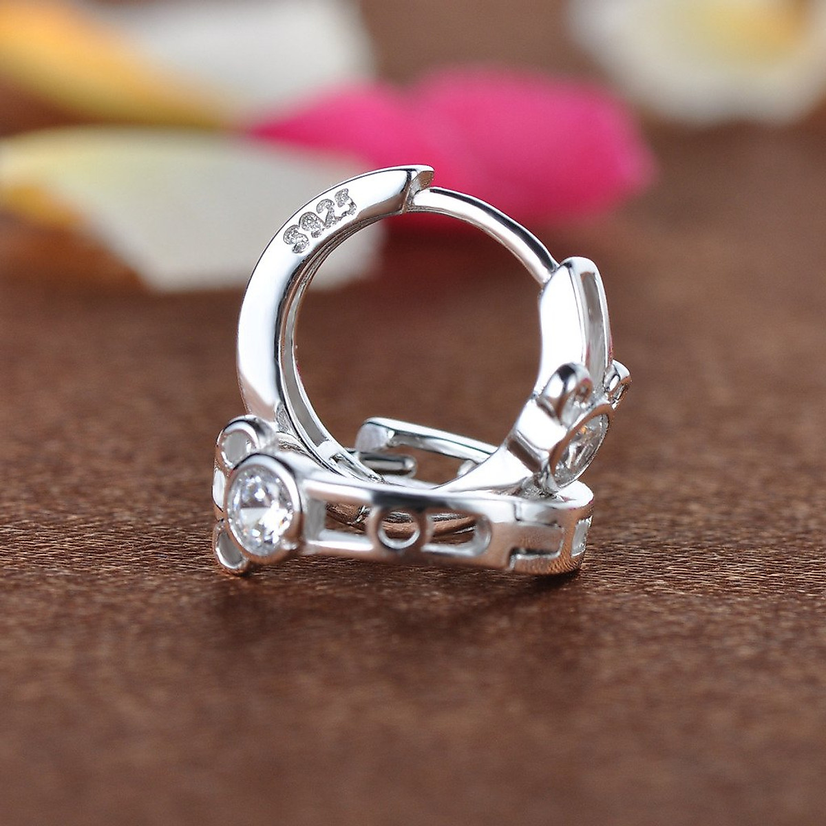 Infinite U Huggie Earrings 925 Sterling Silver Small Hoop for Women (Mouse)