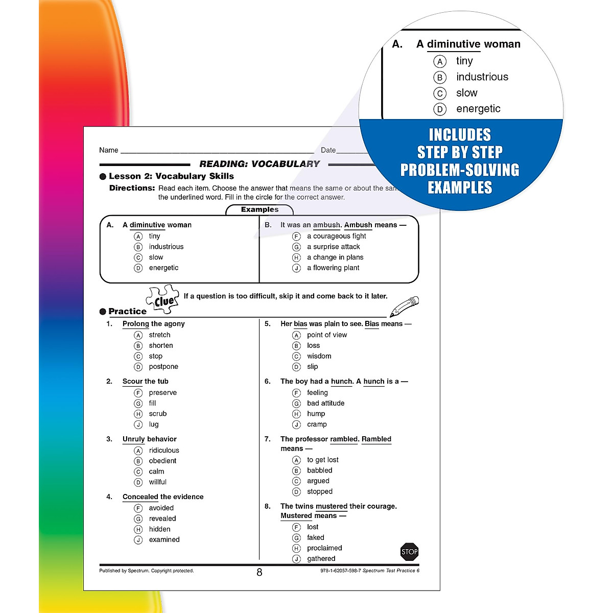Spectrum Grade 6 Test Practice Workbooks, Ages 10 to 11, Math, Language Arts, and Reading Comprehension 6th Grade Test Practice, Reproducible Book, Vocabulary, Writing, and Math Practice - 160 Pages