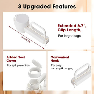 2PCS Food Bag Clips with Pour Spout Food Bag Clip with Pour Spout Bag Spout Clip Suitable for Flour, Snack Bags Clips for Kitchen Bag Sealing Clip with Pour Spout Bag Clips for Food Storage (2PCS)