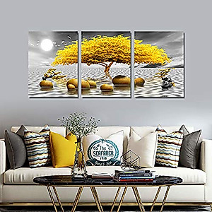 Wall decorations for living room Canvas Wall Art for bedroom Abstract wall decor Black and white Canvas Art Yellow tree paintings bathroom Home Decoration 3 Piece Hang Pictures Office Wall Artworks