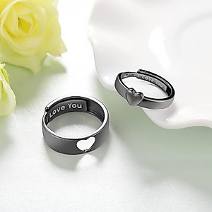 Couple Ring for Lovers 925 Sterling Silver promise rings for couples Adjustable Heart Matching Rings I Love You Wedding Ring