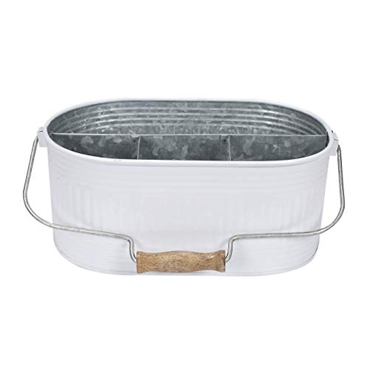 Alpha Living Home Flatware Caddy, Storage Large Kitchen Drawer Organizer, Bathroom Drawer Organizer, Kitchen Drawer Organizer for Large Utensils, Desk Organizer Pen Pencil Holder Storage - White/Gray