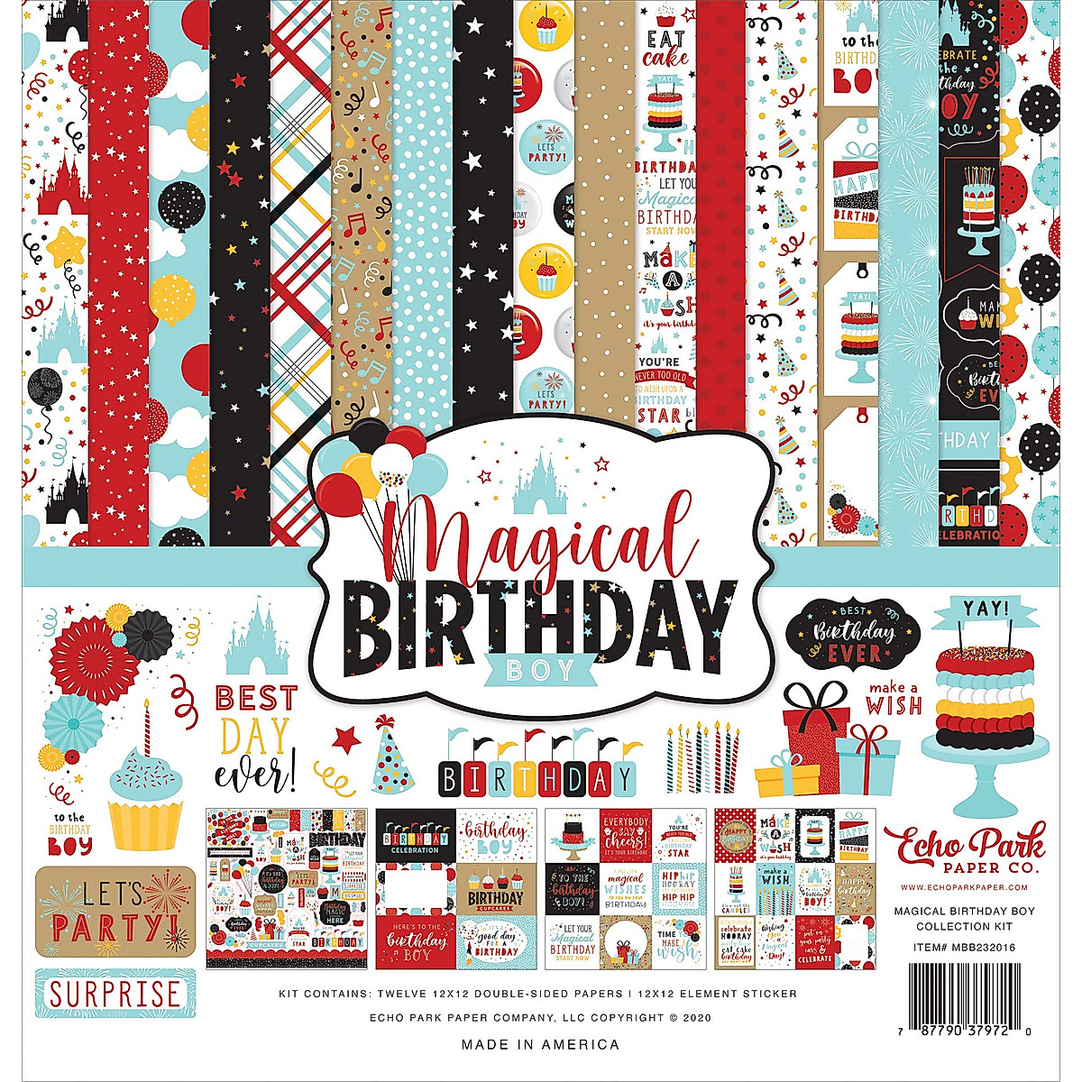 Echo Park Paper Company Magical Birthday Boy Collection Kit Paper, 12-x-12-Inch