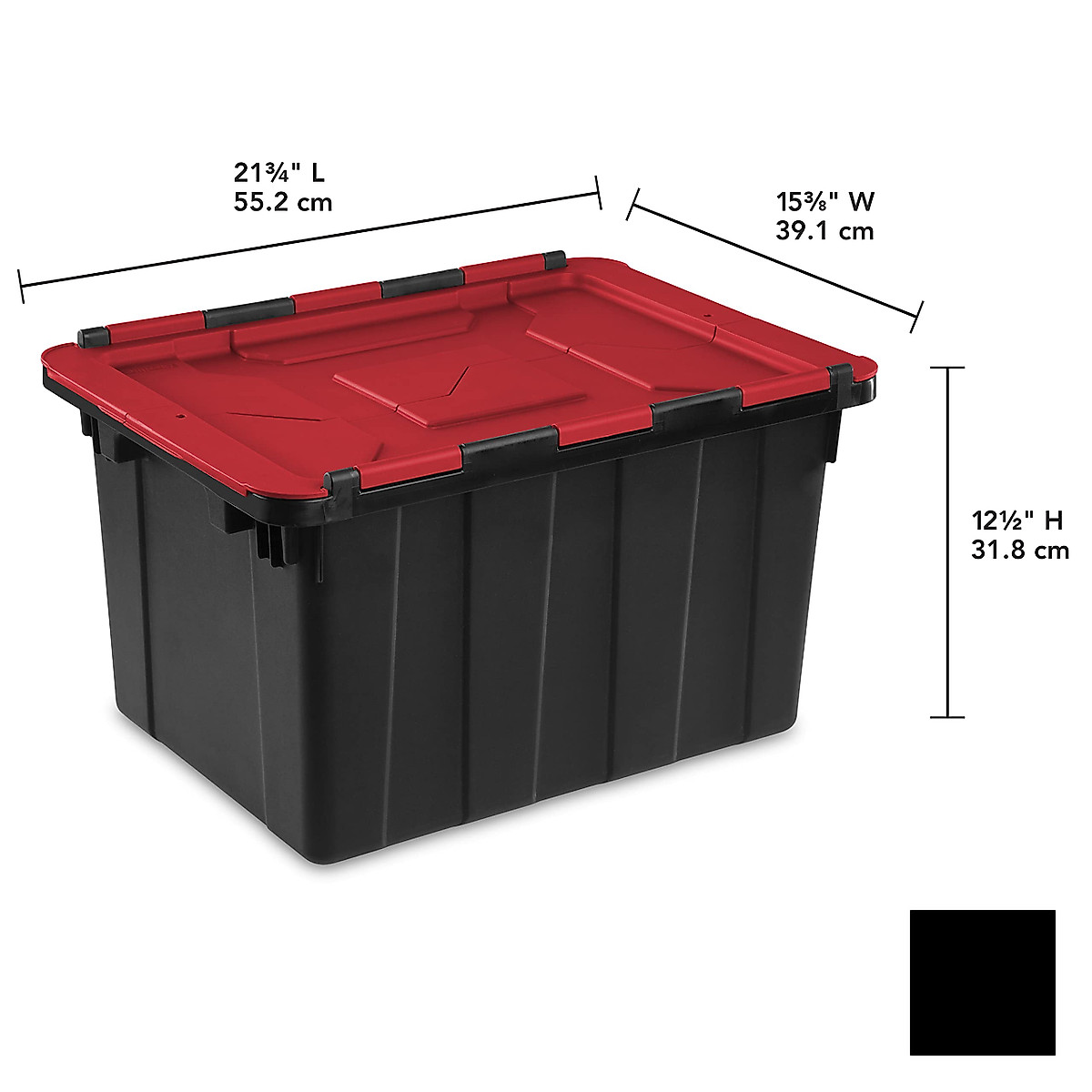 HeduSa 12 Multifunctional Gallon hinged Lid Industrial Tote Plastic Storage Container for Storage and Organization, black, set of 6 to bring order to garages, basements and attics