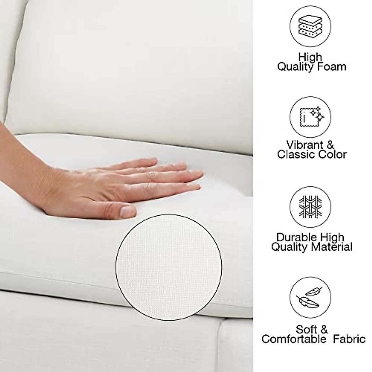 MIYZEAL Accent Chair, Tufted Upholstered Sofa Chair Comfy Armchair with Thick Cushion and Wood Legs, Mid-Century Modern Single Chairs for Compact Space Living Room Bedroom (White)