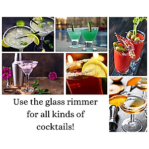 Bloody Mary Bar Supplies Set, Includes Glass Rimmer, 4 Stainless Steel Reusable Cocktail Picks, and 4 Stainless Steel Reusable Straws with Cleaning Brush. Gift Set, Bartender Kit, Drink Bundle.