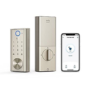 eufy Security S230 Smart Lock Touch & Wi-Fi, Fingerprint Scan, Keyless Entry Door Lock, Smart Built-in Wi-Fi Lock, Bluetooth Electronic Deadbolt, Touchscreen Keypad, BHMA Certified, IP65 Weatherproof