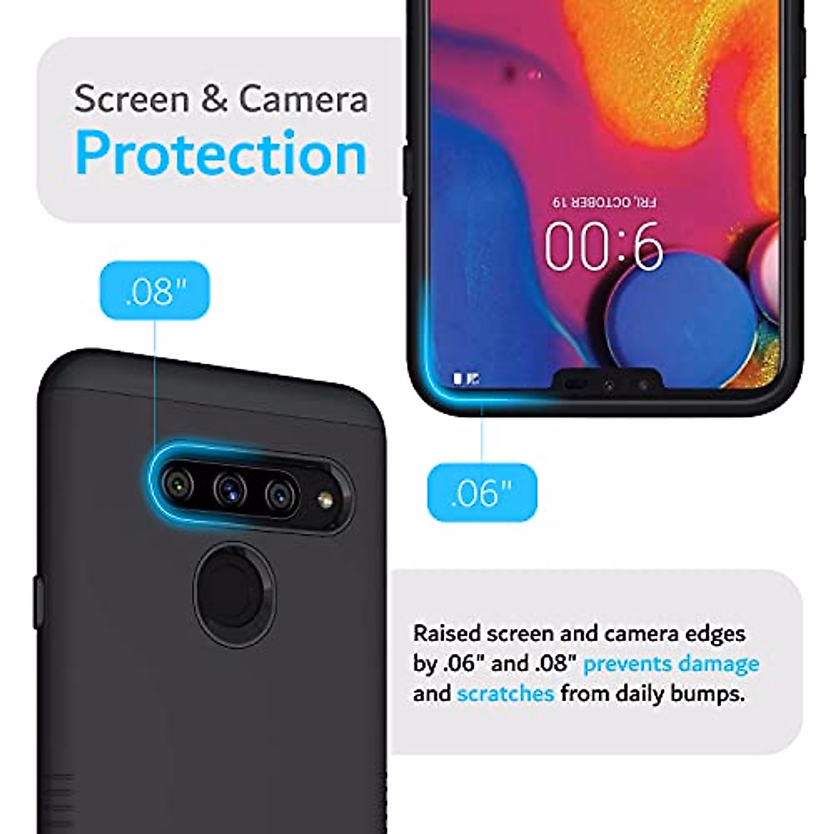 TUDIA DualShield Designed for LG V40 ThinQ Case, [Merge] Shockproof Military Grade Drop Protection Dual Layer Slim Protective Case Cover - Matte Black