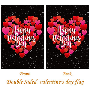 Akeydeco Valentine's Day Flag,12x18 Inch Valentine's Heart Garden Flag Double Sided Printing 2 Layer Burlap Valentine Flags for Your Valentine's Day Decoration