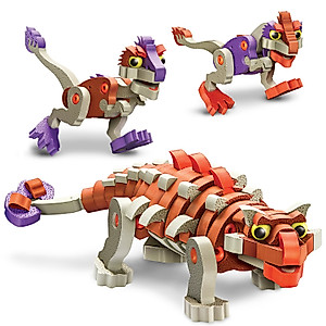 Bloco Toys Ankylosaur & Young Raptors | STEM Toy | Jurassic Dinosaurs | DIY Building Construction Set (200 Pieces)