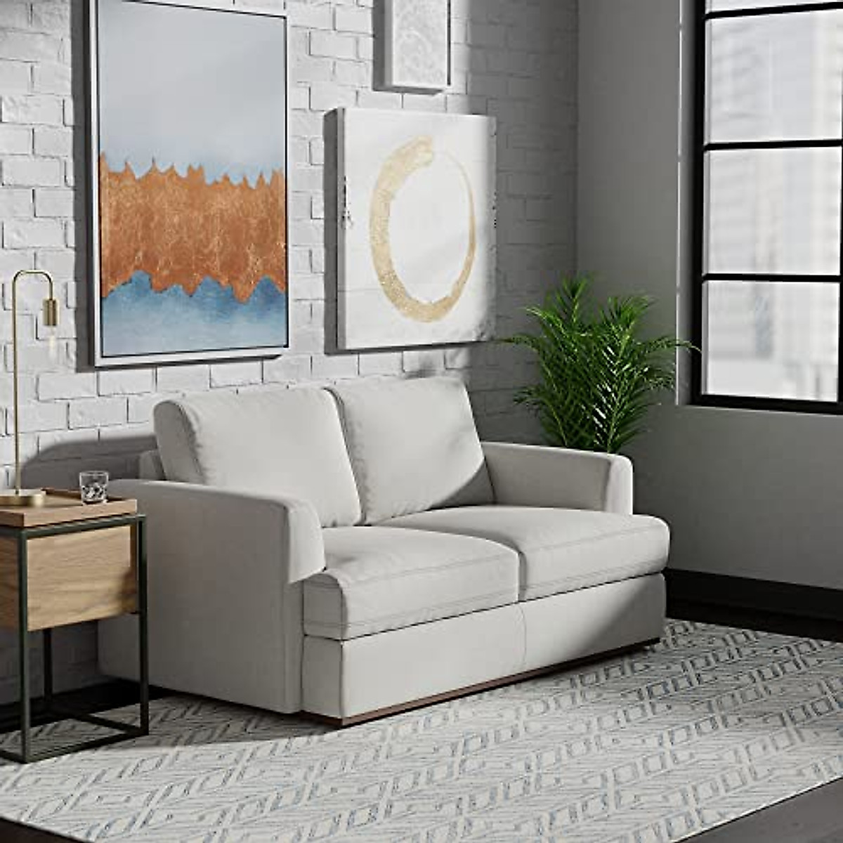 Amazon Brand – Rivet Modern Loveseat Sofa with Underseat Storage, 63.8"W, Chalk