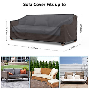 Heavy Duty Patio Sofa Cover Waterproof, Mrrihand 3-Seater Outdoor Sofa Loveseat Cover, Outdoor Patio Furniture Cover with Air Vent and Handles, 87" L×37" D×35" H, Black