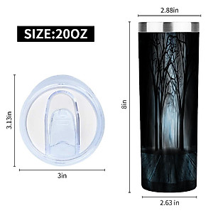 silichee 20 Oz Insulated Tumblers Stainless Steel Cup with Lid Halloween Background Spooky Fog with Ghost Shadow and Many Dead Tumblers Vacuum Coffee Mugs for Cold Hot Drinks for Office