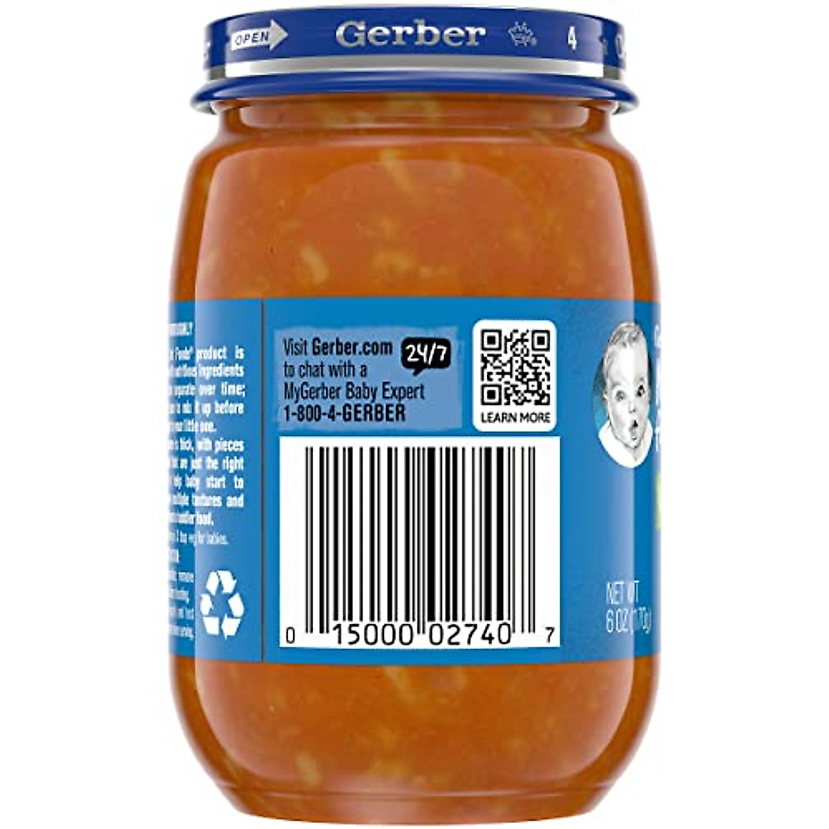 Gerber Mealtime for Baby 3rd Foods Veggie Power Baby Food Jar, Pasta Marinara, Non-GMO Pureed Baby Food for Crawlers, 6-Ounce Glass Jar (Pack of 12 Jars)