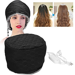 Heat Cap For Deep Conditioning, Adjustable Care Heating Steamer Cap Soft Bonnet Hooded Reusable Shower Portable Thermal Hat Steaming Haircare Therapy for Natural Hair Styling Spa Portable Home Use