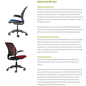 Humanscale Diffrient World Task Chair | Black Pinstrip Mesh Seat and Back | Black Frame, Black Trim | Height-Adjustable Duron Arms | Standard Foam Seat, 3" Carpet Casters, 5" Cylinder