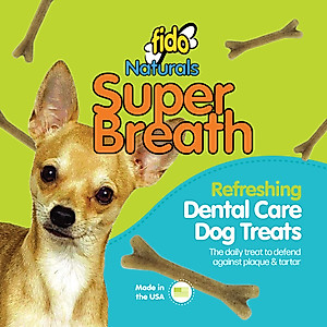 Fido Super Breath Dental Care Bones for Dogs - 21 Treats Per Pack (3 Pack) - Dog Dental Treats for Small Dogs (Made in USA) - Dog Dental Chews Help Reduce Plaque, Tartar Buildup, and Freshens Breath