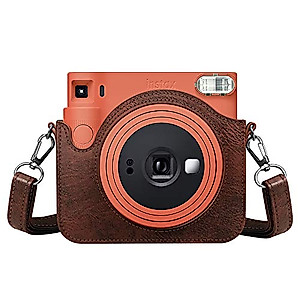 Fintie Protective Case for Fujifilm Instax Square SQ1 Instant Camera - Premium Vegan Leather Bag Cover with Removable Adjustable Strap, Vintage Brown