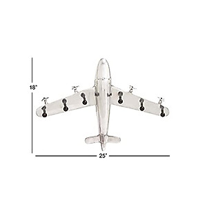 Deco 79 Aluminum 6 Hangers Wall Hook, 25" x 4" x 18", Silver