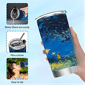 sanluoli Firefly Lighting Up Summer Night Stainless Steel cups for men with Lid and Straw travel mug for Water, Iced Tea or Coffee modern insulated tumbler 20 OZ