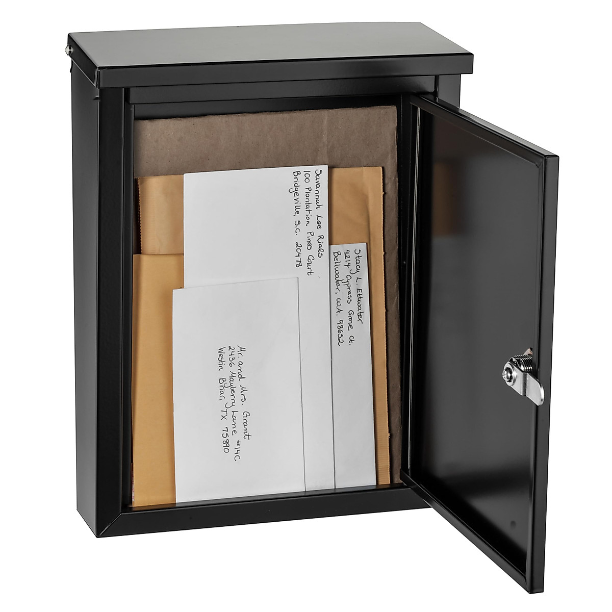 ARCHITECTURAL MAILBOXES 2580B-10 Chelsea Black Locking Wall Mount Mailbox, Medium, Black