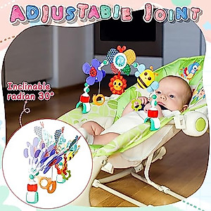 Baby Stroller Arch Toy, Adjustable Baby Stroller Car Seat Toys for Babies 0-6 months, Montessori Sensory Infant Travel Crib Bouncer Bassinet Activity Arch Toys for Toddler Boy Girl 0 3 6 9 12 Months
