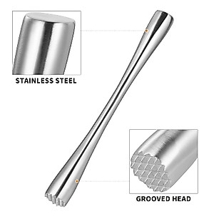 Cabilock Cocktail Muddler Kitchen Masher Tool Margarita Muddler Stainless Steel Cocktail Muddler Stainless Steel T Tool Stainless Steel Whisk Stainless Steel Muddler Drinks Extended Section