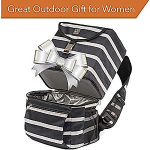 One Girl Savvy Outdoors Cooler Backpack | Durable, Lightweight, Stylish Design, High-Density Insulation Material & Leak-Proof | Perfect for Events, Picnics, Beach Activities, Hiking & More, Stripes