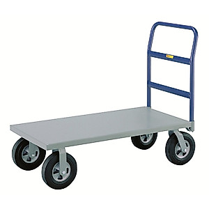Little Giant NBB-3672-10SR Steel Deck Cushion-Load Platform Truck with 10" Puncture-Proof Rubber Tires, 1500 lbs Capacity, 72" Length x 36" Width
